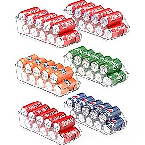 SimpleHouseware Can Dispense Refrigerator Organizer Storage, Clear, Set of 6