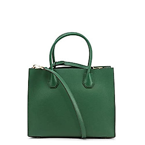 Michael Kors Mercer Large Jewel Green Pebbled Leather Convertible Tote