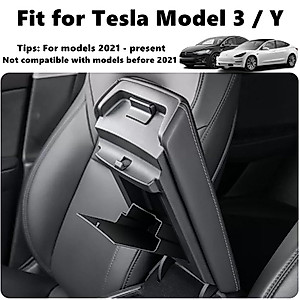 HZGAMER One-Touch Hidden Storage Box Fit for Tesla Accessories Model 3 / Y 2023 2022 2021, Armrest Console Organizer for Card Keys Coin Money - ONLY You Know