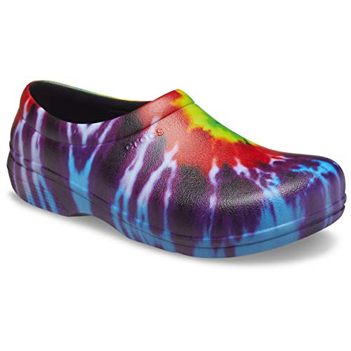 Crocs Men's and Women's On The Clock Clog | Slip Resistant Work Shoes, Tie Dye, 11 Women/9 Men