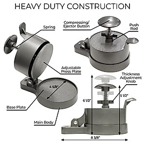 Shop Square Hamburger Press Patty Maker - Adjustable 1/4lb to 3/4lb Burger Press Patty Maker with Patty Ejector - Adjustable Thickness for Burgers, Crab Cakes, and Sausage - Patty Paper Included