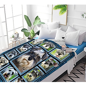 Schnauzer Blanket for Women Men Kids, Schnauzer Gifts for Schnauzer Dog Lover, Super Soft Fuzzy Dog Throw Blanket Schnauzer Decor Plush Gift for Birthday Christmas 50x60 inch