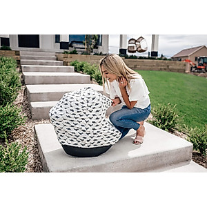 Baby Car Seat Cover Canopy and Nursing Cover Multi-Use Stretchy 5 in 1 Gift Dinos "Wild" by Copper Pearl