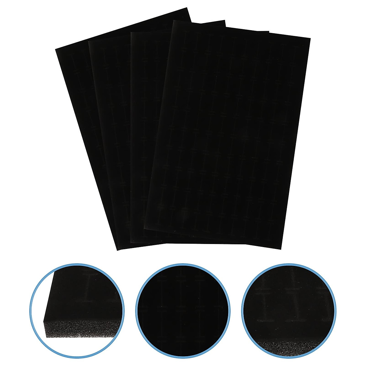 Alipis Foam Ring Pad Black Jewelry Sponge Insert Mats Display Trays Jewelry Box Inserts Display Showcase Storage, 4Pcs, 11X7 Inch, 100-Slot