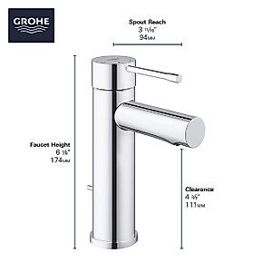 GROHE 32216GNA Essence, Single Hole Single-Handle S-Size Bathroom Faucet 1.2 GPM, Brushed Cool Sunrise (Brushed Gold)