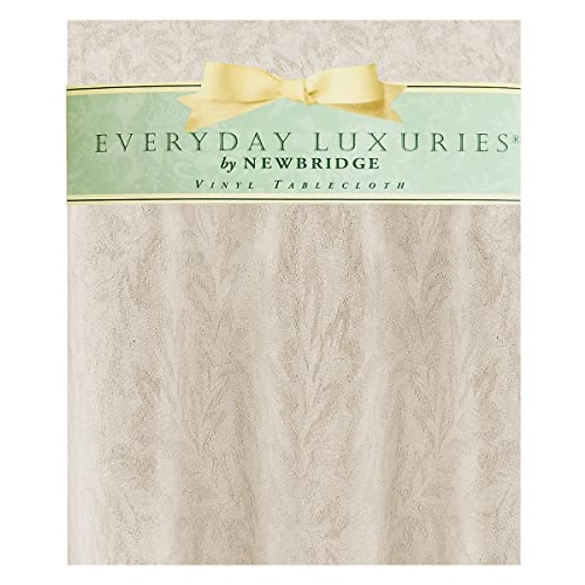 Newbridge Taupe Napa Leaf Solid Color Vinyl Flannel Backed Tablecloth, Hotel Quality Indoor/Outdoor Patio, Kitchen, BBQ, Dining Room Vinyl Tablecloth, 60” x 84” Oval