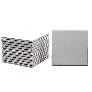 12 Pack of Glossy White Glazed Ceramic Tiles for Alcohol Ink Painting, Decorating, Arts & Crafts, 4.25 x 4.25 Inch Square, Ready-to-Paint Ceramics