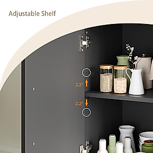 LYNSOM Set of 2 Accent Storage Cabinet with Doors and Adjustable Shelf, Freestanding Modern Sideboard Buffet Cabinet for Office, Dining Room, Living Room, Hallway, Black