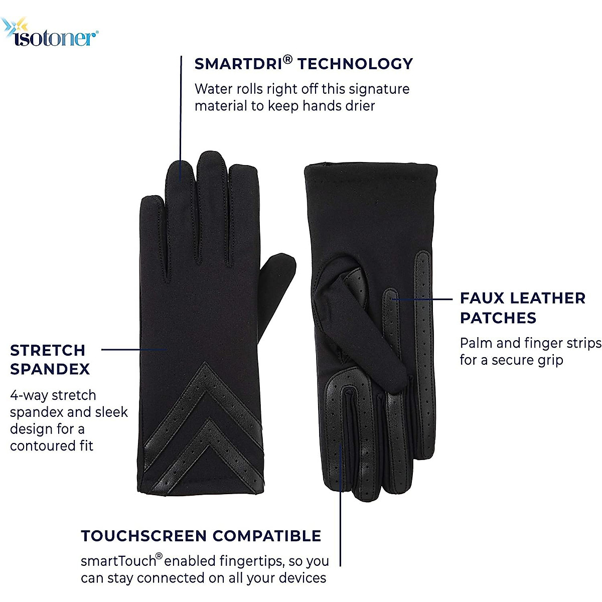 isotoner smarTouch SPANDEX Cold Weather Gloves with Spandex and a Warm Fleece Lining sm/md