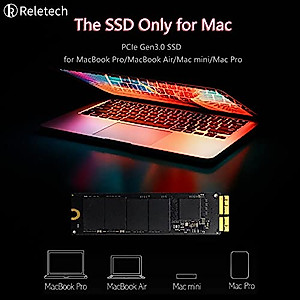 Reletech 1TB SSD NVMe M.2 Gen 3x4 Upgrade Solid State Drive for MacBook Air(Mid 2013-2017) MacBook Pro (Retina, Late 2013 - Mid 2015) Mac Pro(2013)&Mini (2014),iMac(2013-2017) (P400M, 1TB)