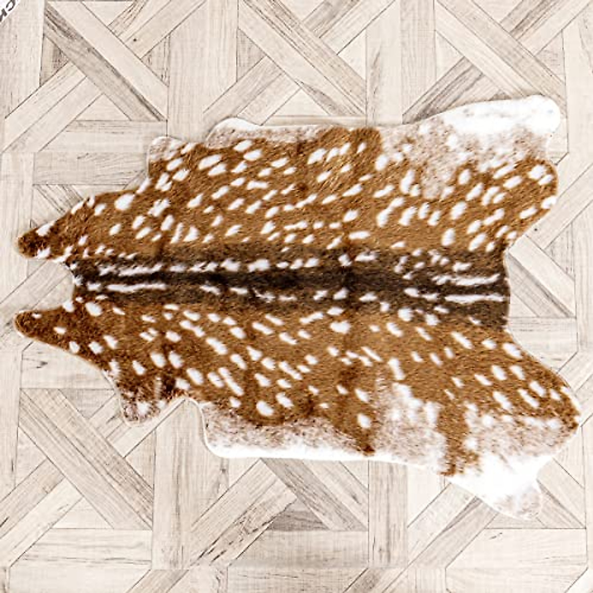 Faux Cowhide Rug Animal Print Area Rug Deer Hide Rug Sika Deer Carpet Cow Hides and Skins Rug for Home,Livingroom (3.6x3ft)
