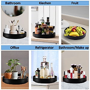 2 Pack Lazy Susan Turntable Organizer 10.2 Inch and 11.4 Inch for Cabinet, Pantry, Kitchen Countertop, Refrigerator, Bathroom and Office, Black Steel