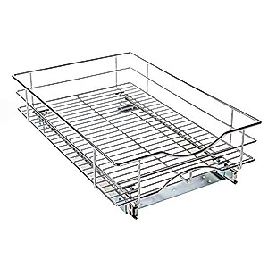 Home Zone Living Pull Out Kitchen Cabinet Organizer with One Tier of Storage, 14” W x 21” D