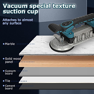 Tile Installation Tool Vibration Machine-Double Suction Cup Handheld Automatic Tiling Vibrator for Laying, Electric Tile Vibrator Tools 6 Speeds Adjustable 21V 12000mAh 24000r/min