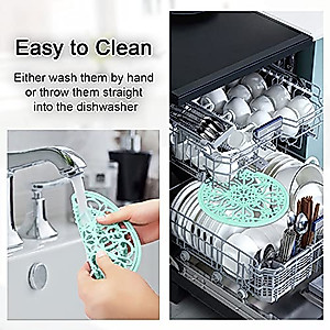 Trivets for Hot Dishes - NWFHTD Silicone Trivet Mat for Kitchen Counter - Hot Plates to Protect Table / Hot Pads for Countertops / Hot Pot Holder / Pads for Hot Pots & Pans - Set of 3, Black