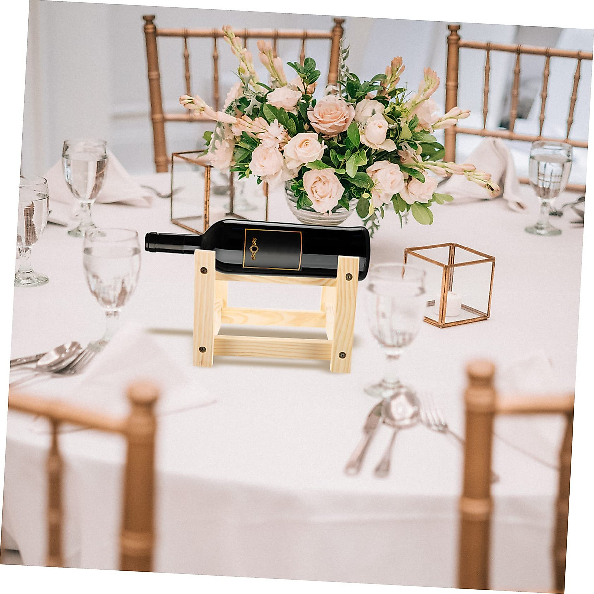 Homoyoyo Wooden Wine Bottle Rack Wood Wine Bottle Rack Wine Holder Freestanding Bottle Holder Wood Wine Rack Tabletop Wine Table Top Display Stand Solid Wood Storage Rack