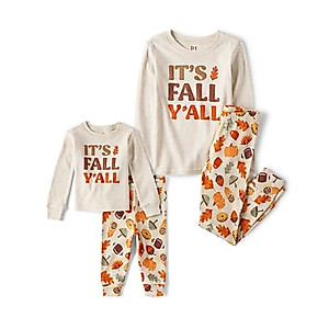 The Children's Place Baby Kids 2 Piece Family Matching, Christmas and Holiday Pajama Sets, Cotton, Its Fall Yall, 10