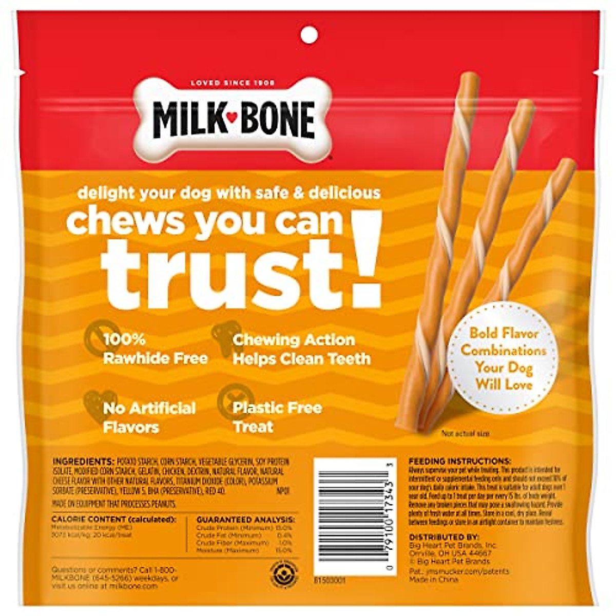 Milk-Bone Easy Peasy Chicken Cheesy Flavor Twists, Rawhide Free Dog Chews, Bag of 70