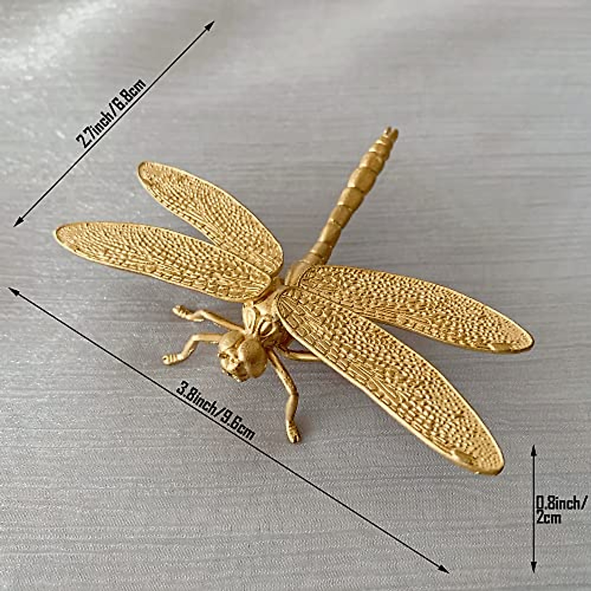 Gold Dragonfly Sculpture Solid Metal Insect Ornament Mini Insect Figurine for Home Office Garden Desktop Decor (Dragonfly)