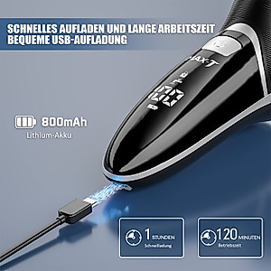 Electric Shaver for Men, MAX-T Quick Rechargeable Electric Razor Wet Dry Rotary Shaver with Pop Up Trimmer and LED Display, IPX7 100% Waterproof （8101 with Adapter Charger）
