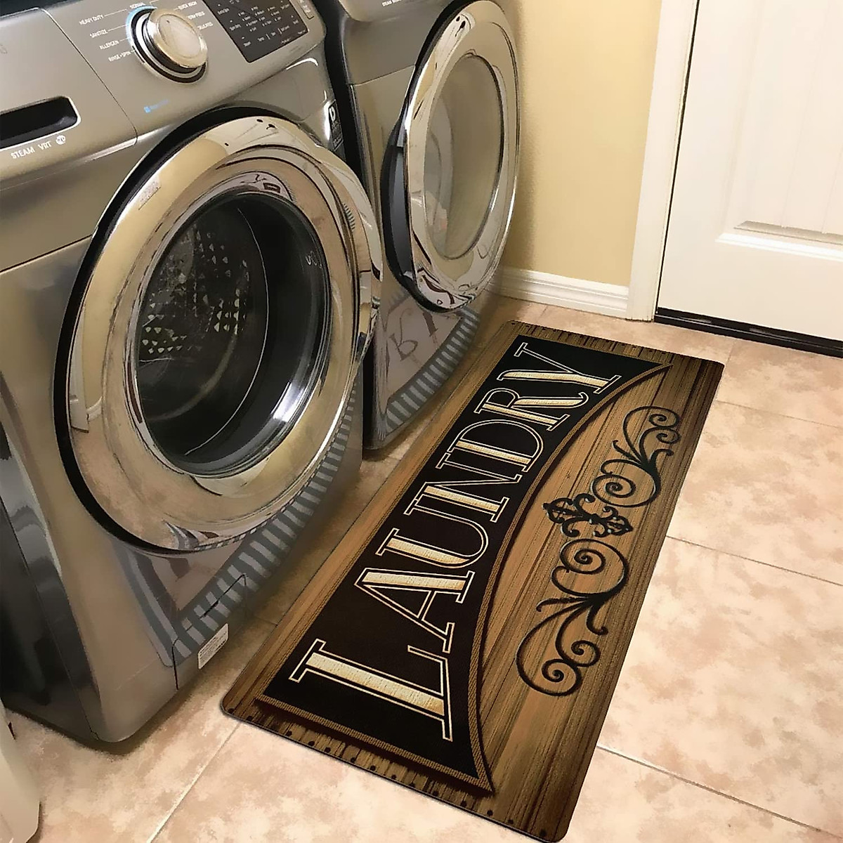 UKELER Non Slip Laundry Room Rug and Mats Waterproof Laundry Room Runner Rug Floor Mat, 48''×20''