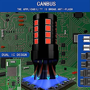 Yonput Pack-2 LED Bulb Reverse Light, Upgraded 7443 LED Bulbs for Reverse Lights, LED Lamps Replacement for Backup, Super Bright Light Fits for Car, Car Brake Turn Signal Lights (Red)