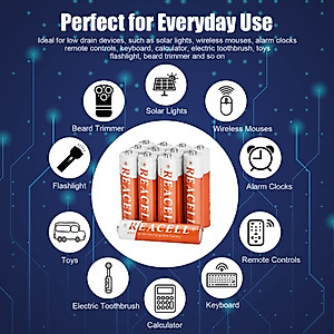 REACELL 24 Pack Rechargeable AAA Batteries for Solar Lights, 1.2V AAA Batteries for Outdoor Garden Lamp Toys Controllers and Household Devices