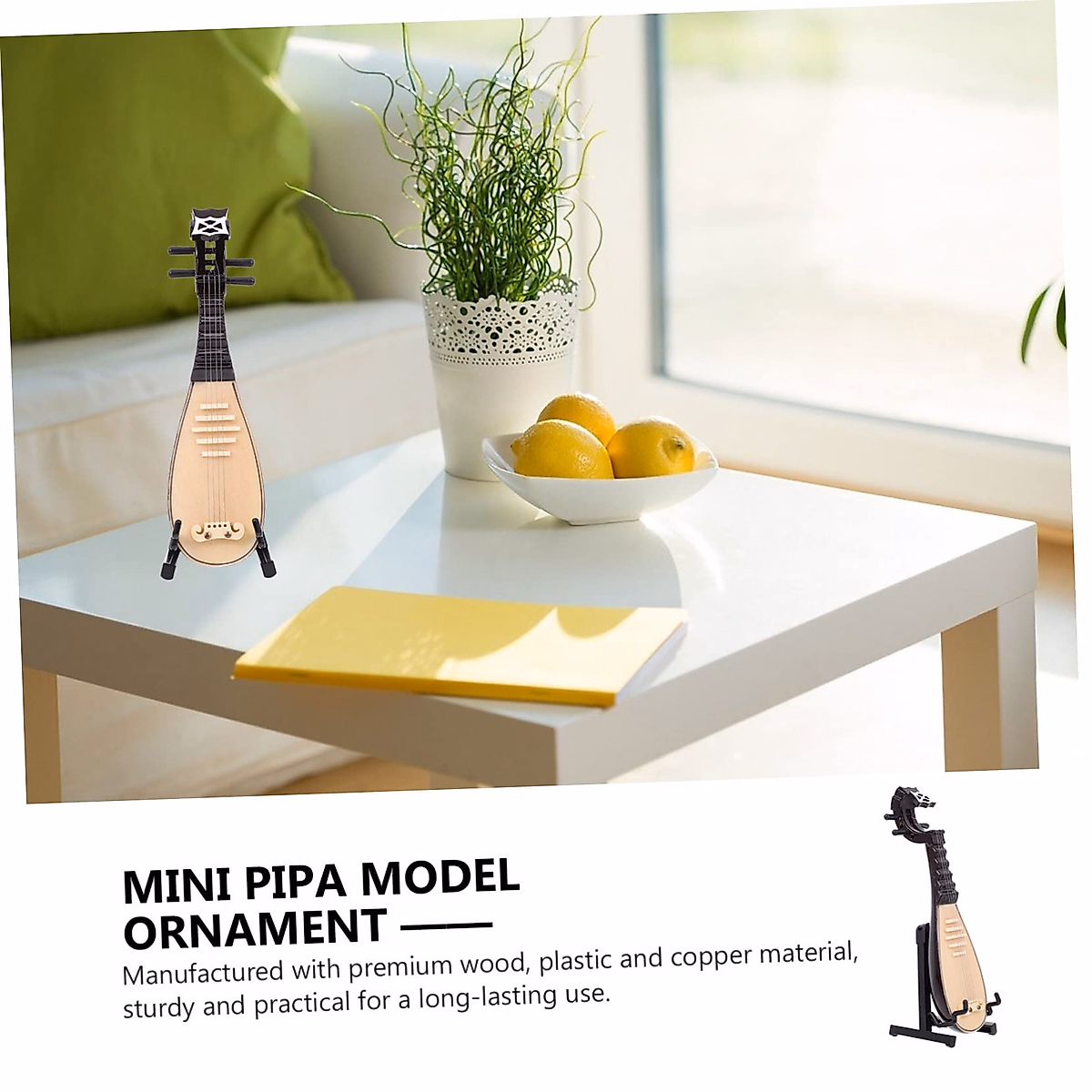 Mikinona Photo Ornament 1set Guzheng Model Ornament Piano House Ornaments Guitar Mini Wooden Guitar Miniature Piano Pipa Decoration Mini Pipa Photo Prop Pipa Mini Decor Desktop