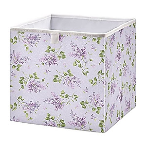 Kigai Storage Basket Flowers Pattern Foldable Storage Bin 11 X 11 X 11 Inches Cube Storage Baskets Box for Shelves Closet Laundry Nursery Bedroom Home Decor