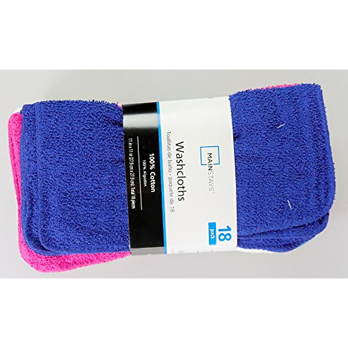 MAINSTAYS 18 Pack Assorted Cotton Terry Thin Washcloths Rags (NPWGO)
