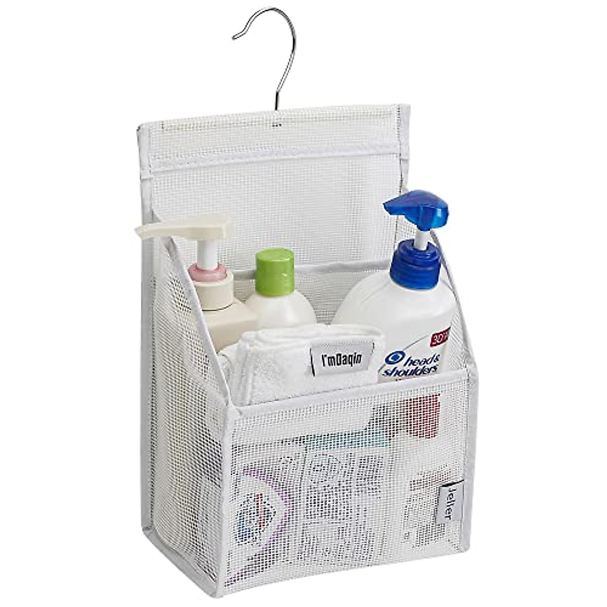 Jelier Hanging Mesh Shower Caddy,Bath Storage Basket Organizer for Camping,Cruising,Gym,College,RV (White)