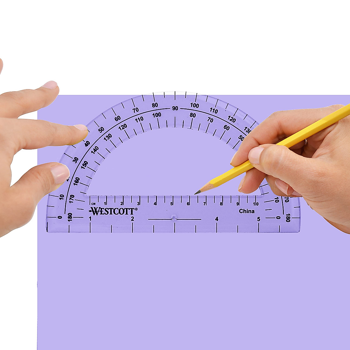 Westcott 6-Inch Plastic 180 Degree Protractor, Clear