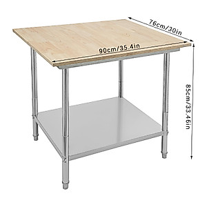 Adjustable Workbench, 35.43×29.92 Inch Kitchen Preparation Table Garage Workbench, Kitchen Tool Table with Storage Space, for Home and Commercial