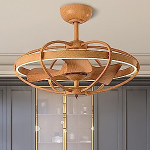 Ceiling Fans with Lights, Indoor Ceiling Fan with Reversible DC Motor, for Patio Bedroom Living Room (Size : 64cm/25in)