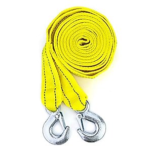 QWORK Tow Strap, | 1.8" x 13' | 11000 lb Capacity, Heavy Duty Towing Strap with Safety Hook, Trailer Rope Unloader for Vehicle Recovery, Towing, Stump Removal, etc