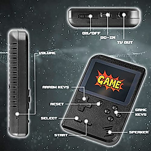 Joorniao Retro Handheld Game Console with 500 Classical FC Games, Portable Retro Video Game Console with 3.0-Inch Screen, 1020mAh Rechargeable Battery Support TV Output & 2 Players Gift for Boys(BLK)