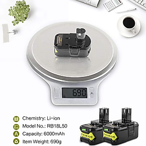 LabTEC RB18L50 18V 6000mAh Lithium Battery Compatible with Ryobi 18V BPL-1815 BPL-1820G BPL1820 BPL18151 P102 P103 P104 P105 P107 P109 P122 Cordless Power Tools with LED Indicator