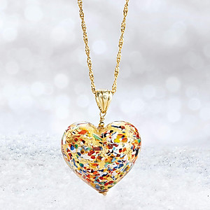 Ross-Simons Italian Multicolored Murano Glass Heart Pendant in 18kt Gold Over Sterling