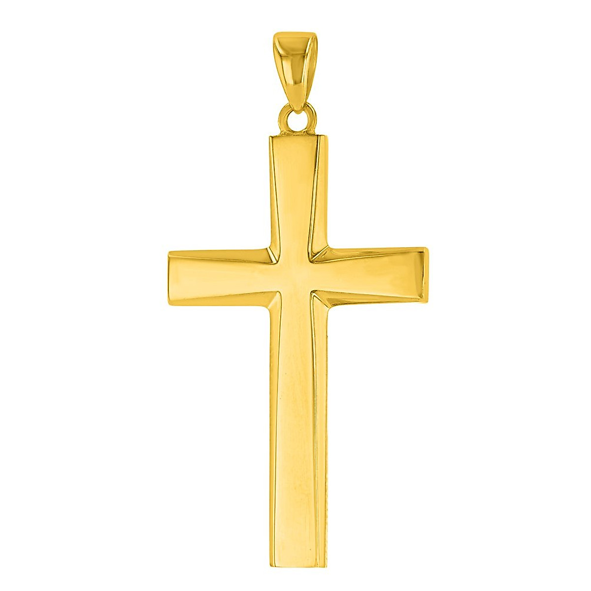 Jewelry America 14K Yellow Gold Plain and Simple Religious Cross Pendant Necklace, 24"