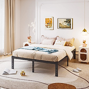 Woozuro Full Size Bed Frame, 12 Inch Heavy Duty Metal Platform Bed Frame No Box Spring Needed, Reinforced Steel Slats Support Mattress Foundation, Easy Assembly, Noise Free, Black