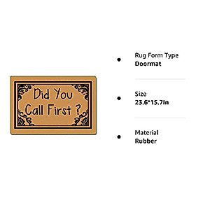 Assaoy Did You Call First Door mat, Funny Doormats Outdoor Entrance,Home Office Entry Mat Garden/Kitchen/Bedroom Mat Non-Slip Rubber 23.6 x15.7 Inch