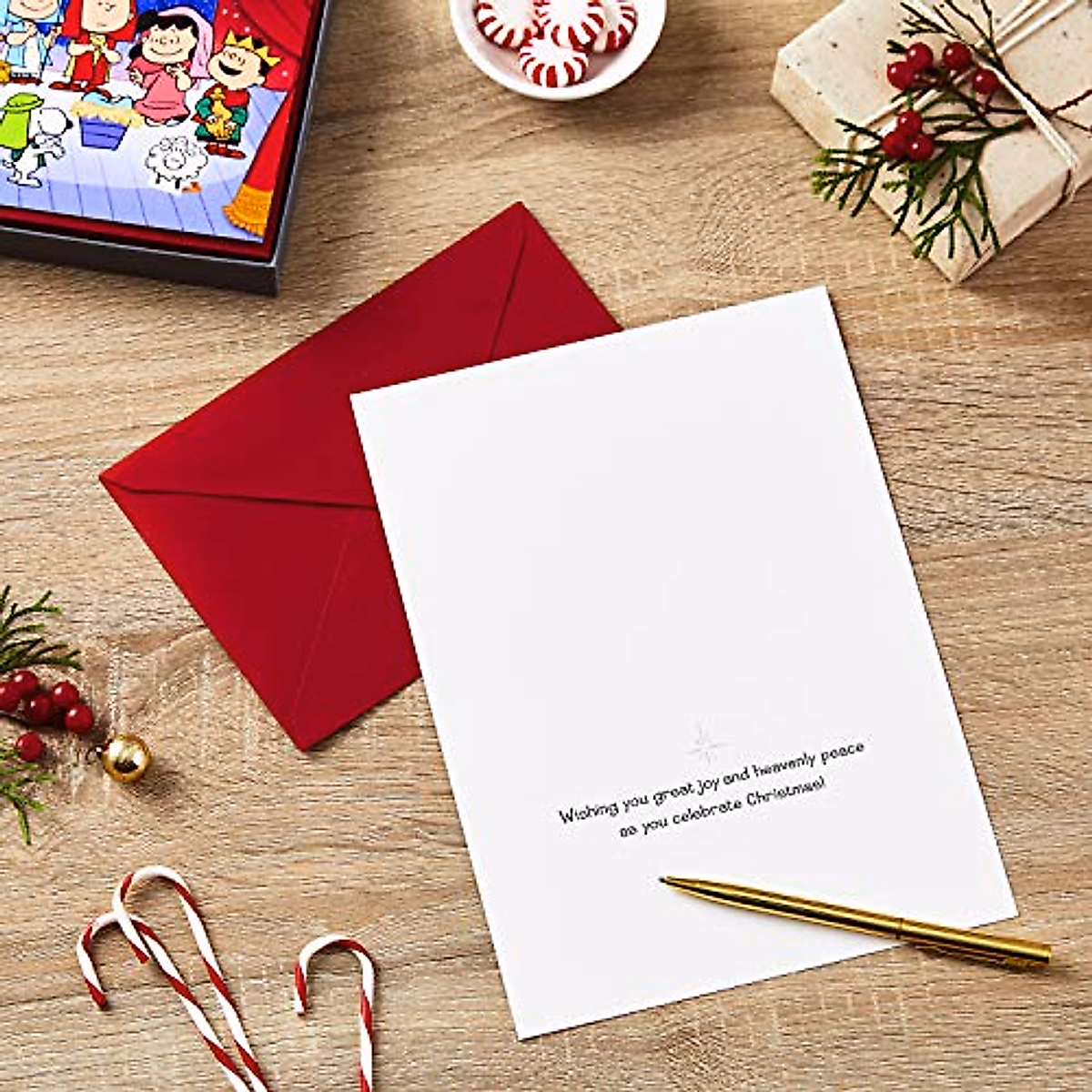 Hallmark Peanuts Christmas Cards, Nativity Pageant (16 Cards and 17 Envelopes)