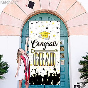 Congrats Grad Graduation Door Sign - 74x36 Inch | Congrats Grad Banner, Graduation Party Decorations 2023 | Graduation Door Banner 2023 | Graduation Decorations White and Gold | Graduation Door Cover