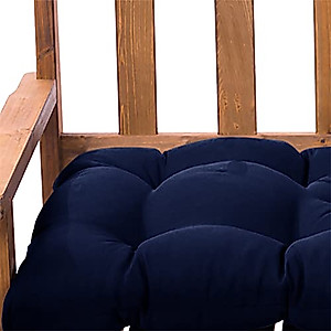 BOOMSHY 51"x20" Indoor/Outdoor Bench Cushion Cotton Garden Furniture Seat Cushion,Patio Wicker Seat Cushions with Ties for Lounger Garden Furniture Patio Lounger Bench (Navy Blue)