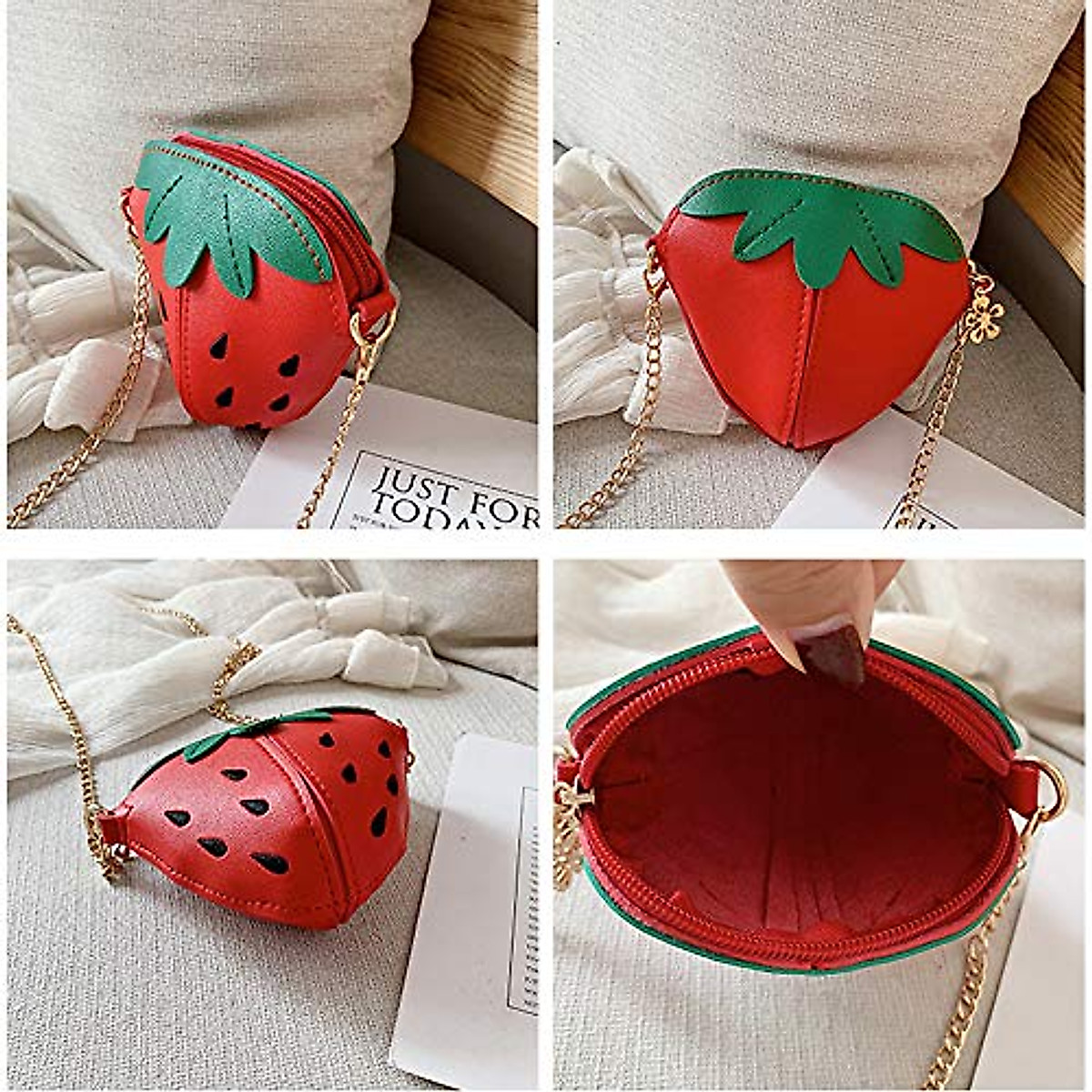 Strawberry Shape CrossBody Purse Bag,Cellphone Shoulder Bags Card Holder Wallet PU Phone Shoulder Wallet for Women Girl (Red)