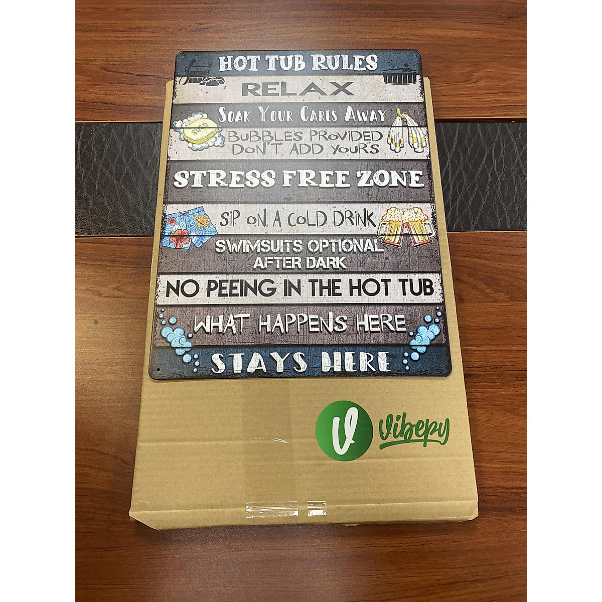 V VIBEPY All Over Printed Hot Tub Rules Metal Sign 12x16 Inches, Hot Tub Sign, Funny Rules Sign, Bathroom Metal Sign, Decorations Sign, Outdoor Metal Sign, Hot Tub Rules Sign (Hot Tub Rules)