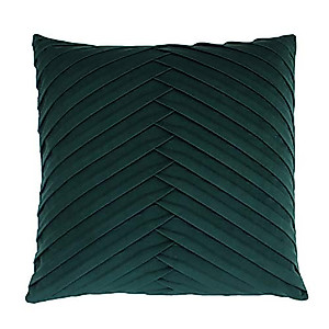 Life is Good James Pleated Velvet Square Throw Pillow, 1 Count (Pack of 1), Green