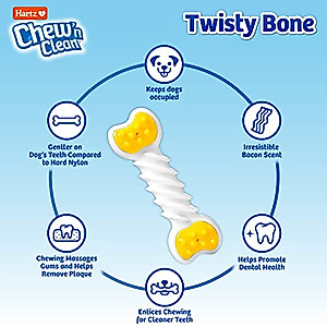 Hartz Chew ‘n Clean Twisty Bone Dog Chew Toy, Bacon Scented for Moderate Chewers, Extra Small