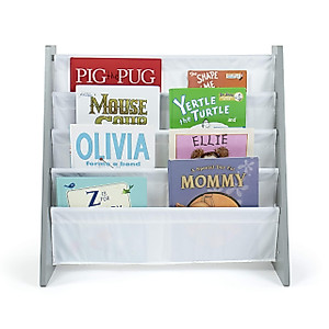 Humble Crew Kids Bookshelf 4 Tier Book Organizer, Inspire Collection, Grey/White