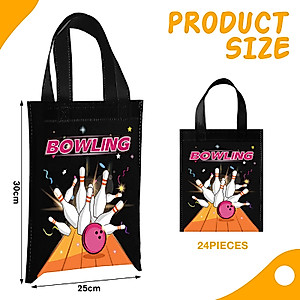 Kajaia 24 Pcs Bowling Party Favor Bags Bowling Goodie Bags Reusable Non Woven Bowling Gift Bags with Handles Bowling Party Decor Bowling Birthday Party Supplies(Cute Style)